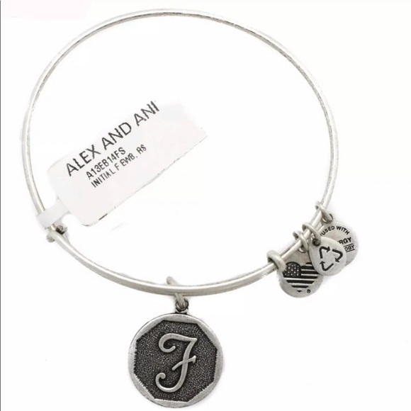 Alex and Ani | Jewelry | Alex And Ani Initial F Charm Rafaelian Silver Finish Bangle Bracelet ...
